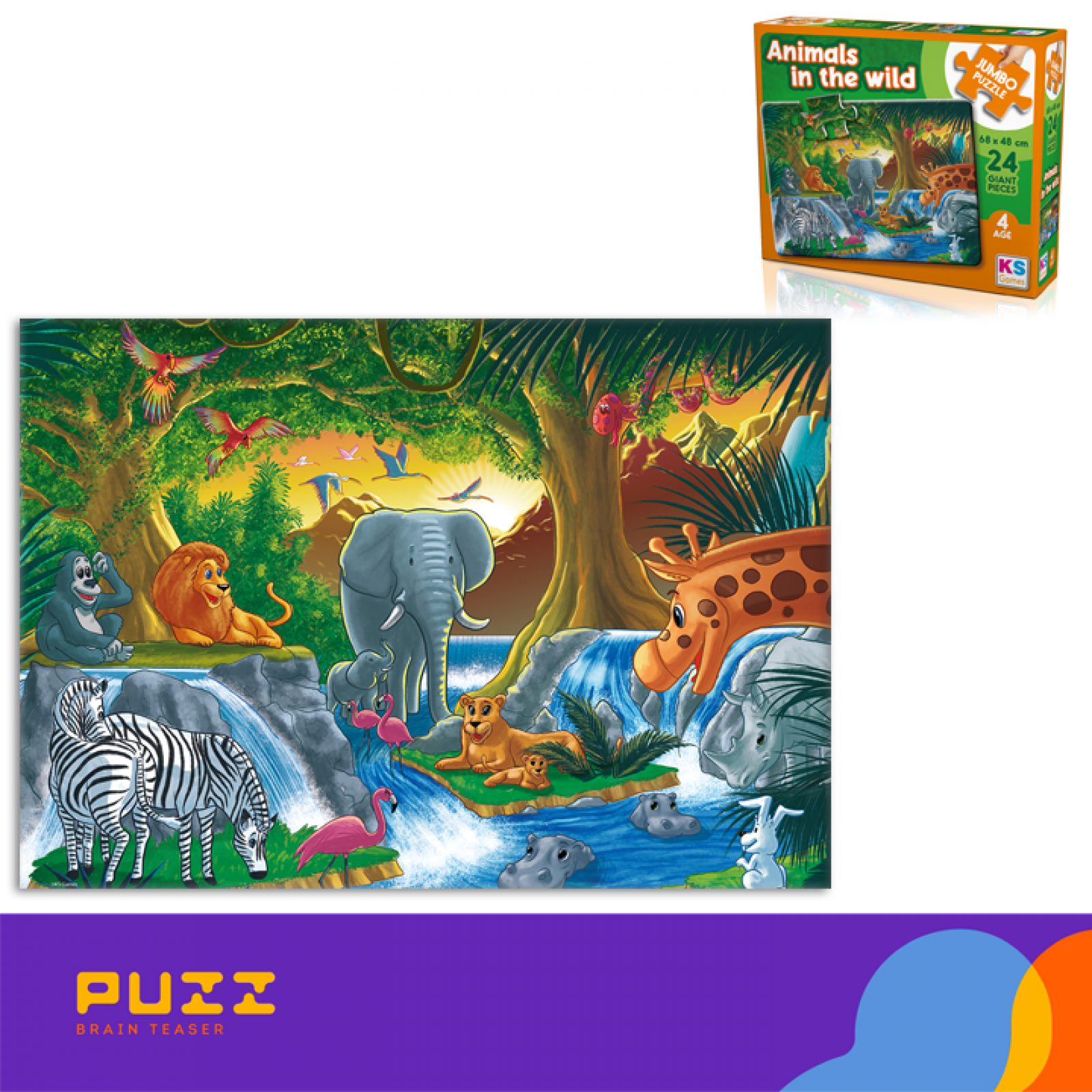 Jumbo Puzzle – Wild Animals | Educational Kids Puzzle | Puzz.ge