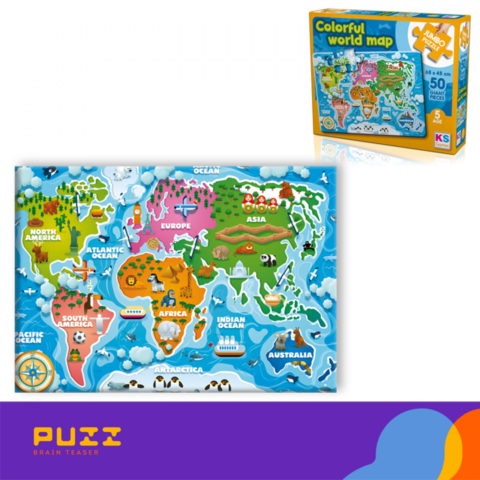 Jumbo ფაზლი – მსოფლიო რუკა | საგანმანათლებლო საბავშვო ფაზლი | Puzz.ge